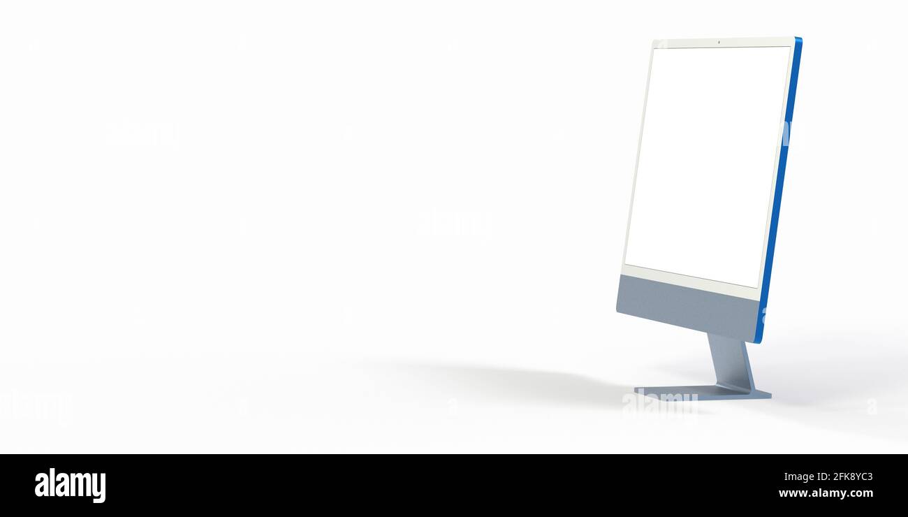 3D rendering of a computer display with blank white screen Stock Photo ...