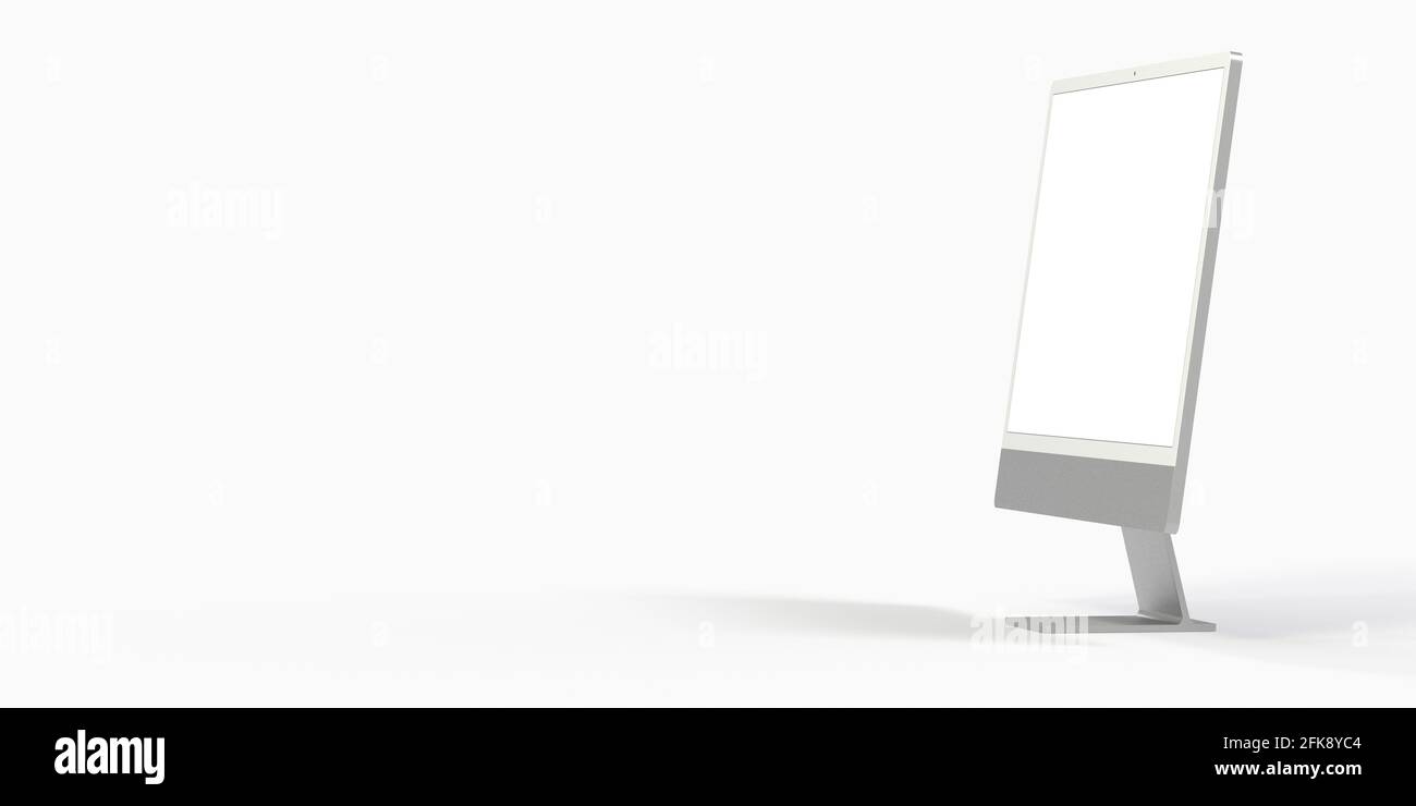 3D rendering of a computer display with blank white screen Stock Photo ...