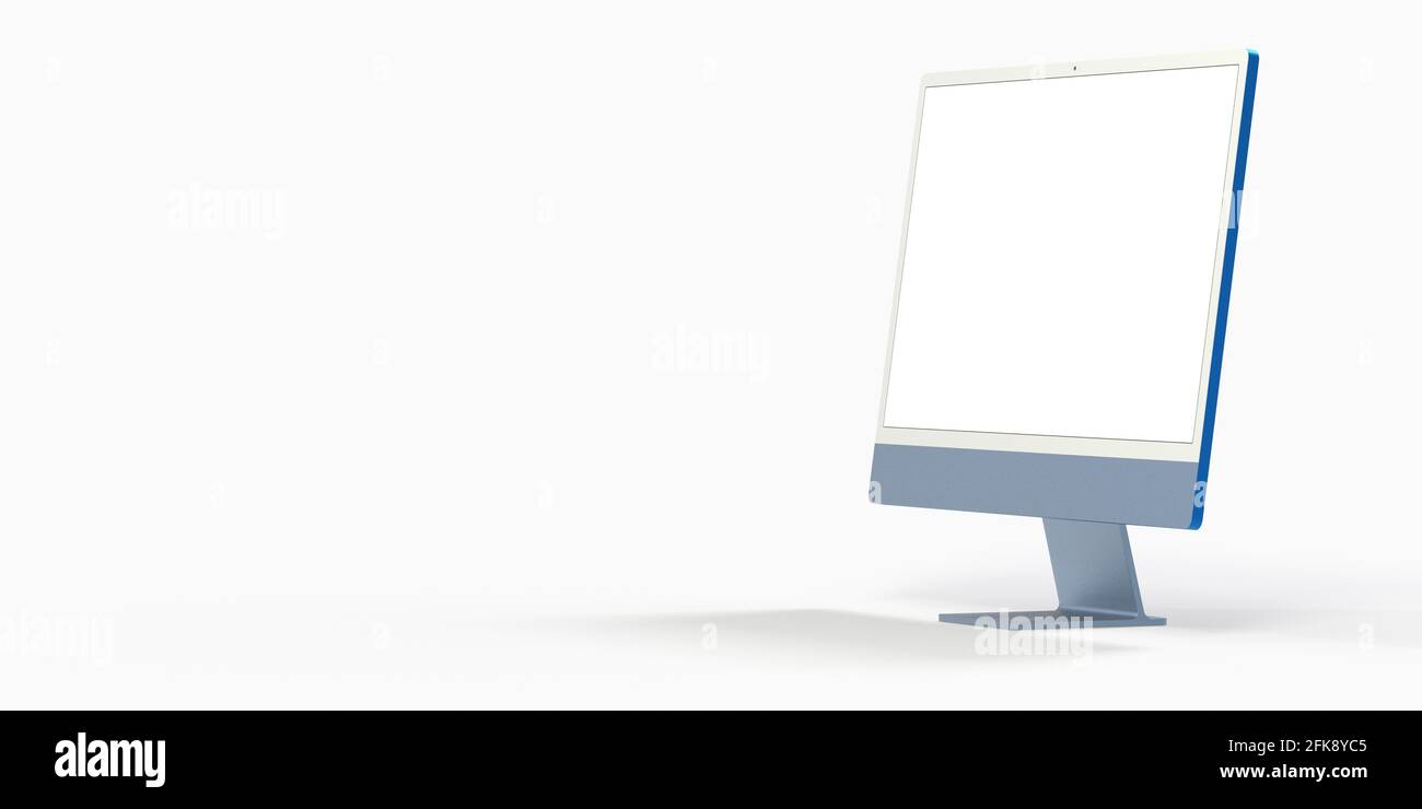 3D rendering of a computer display with blank white screen Stock Photo ...