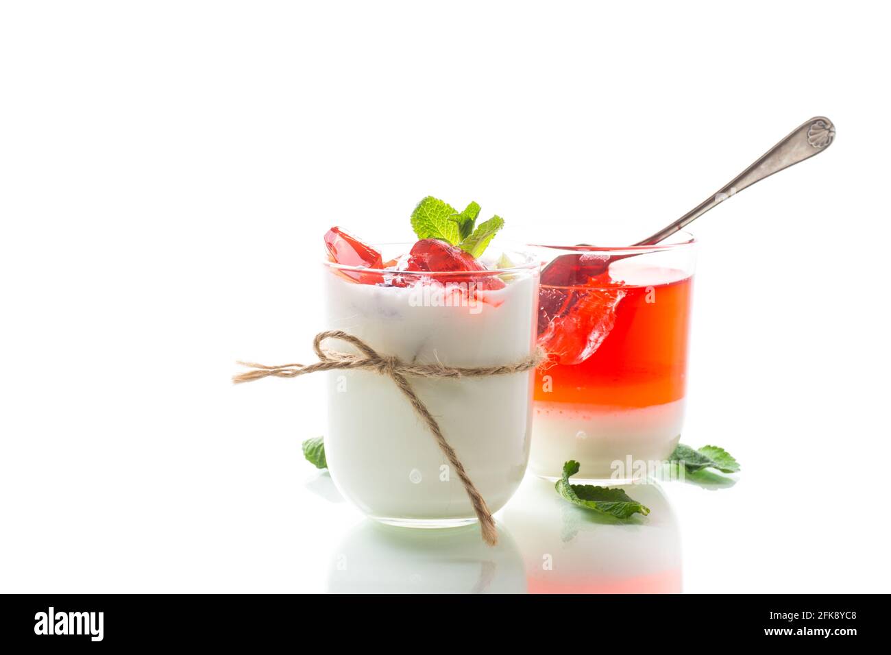 homemade sweet yogurt with fruit jelly pieces Stock Photo - Alamy