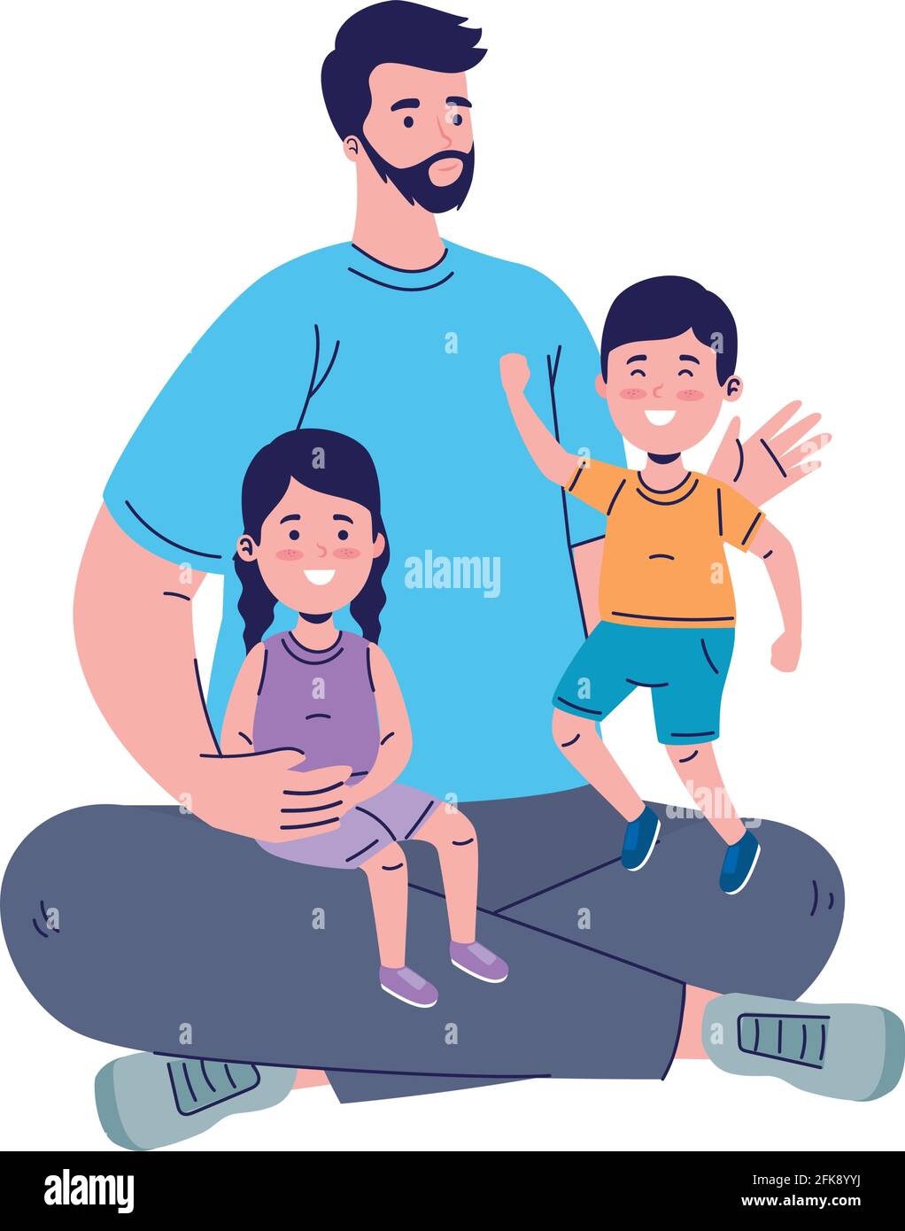 father with kids Stock Vector Image & Art - Alamy