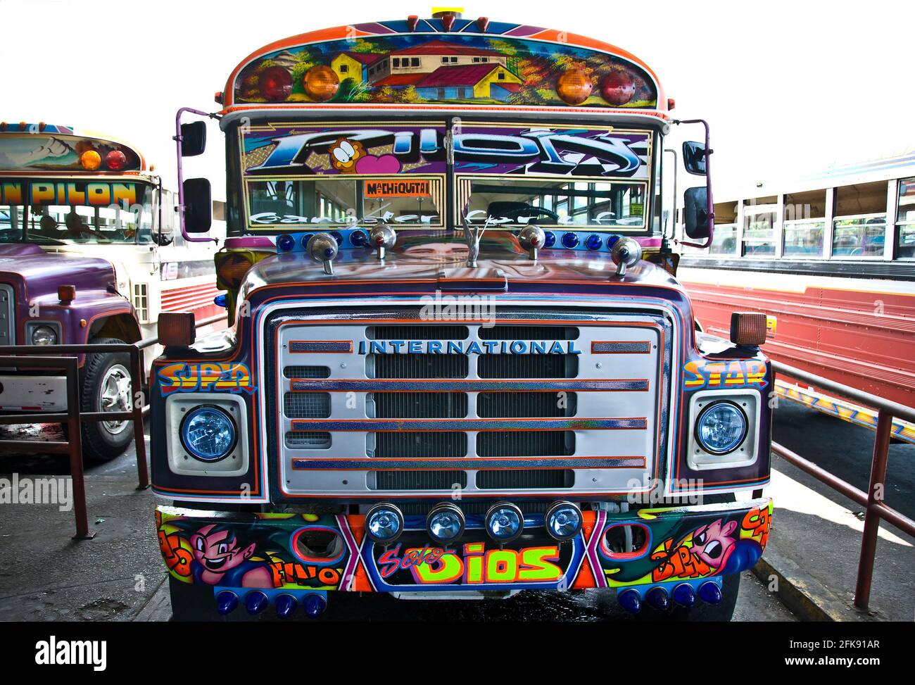 Colorful bus in Panama City, Panama. Bus owners compete for most ...