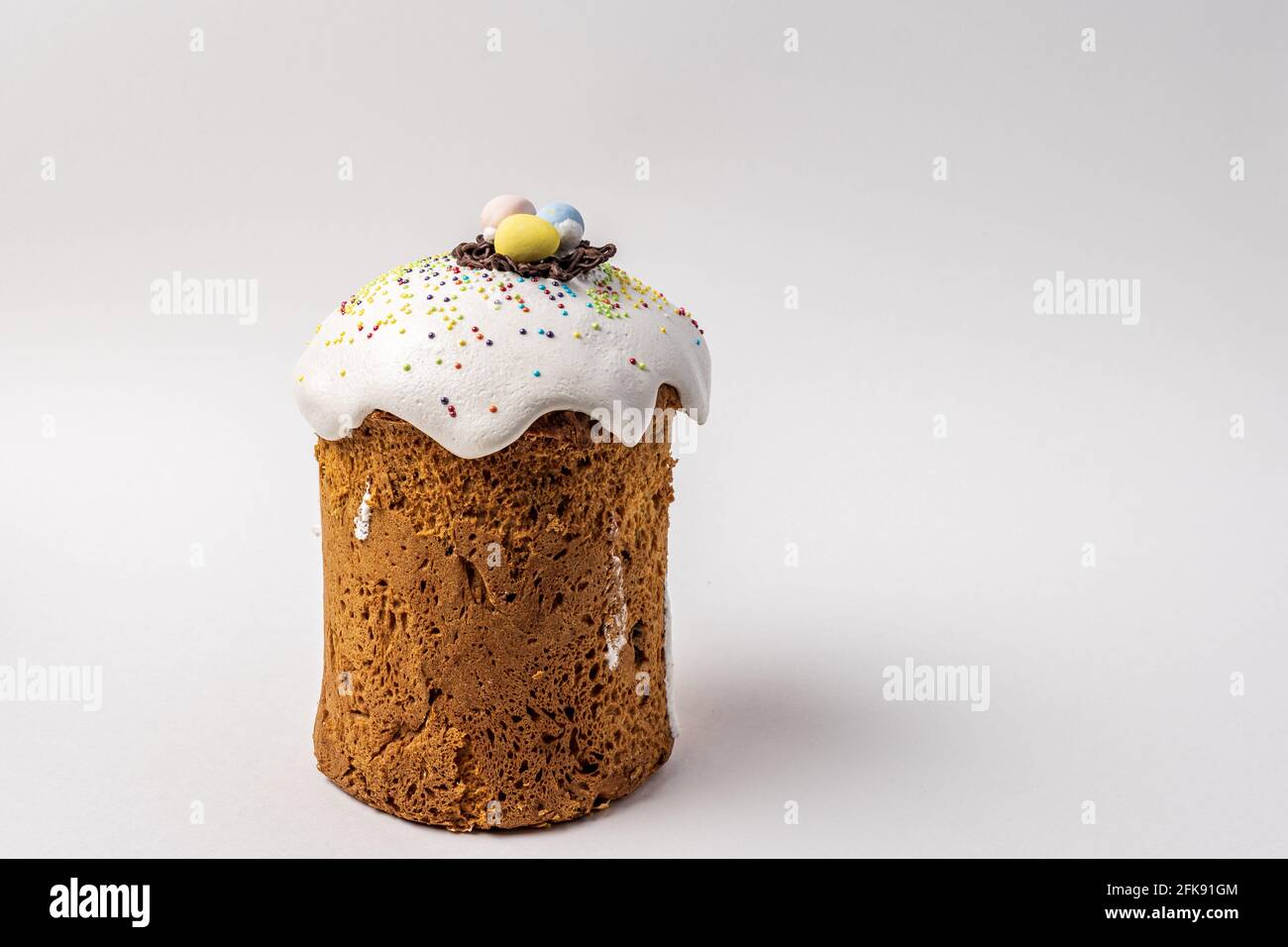 Easter cake isolated on white background Orthodox festive bread Stock ...