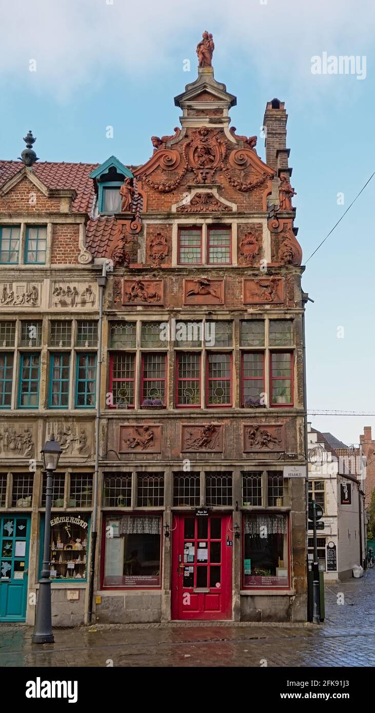 Ornate medieval house, now housing a restaurant in the famous Patershol ...
