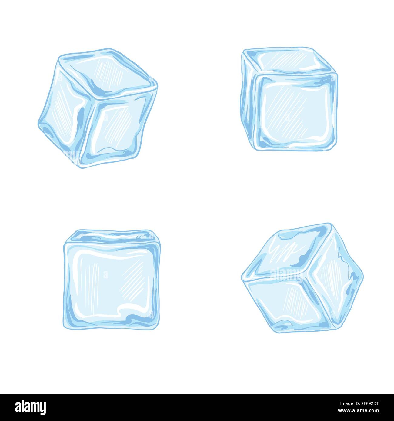 Ice Cubes Vector Illustration Set On White Background Stock Vector