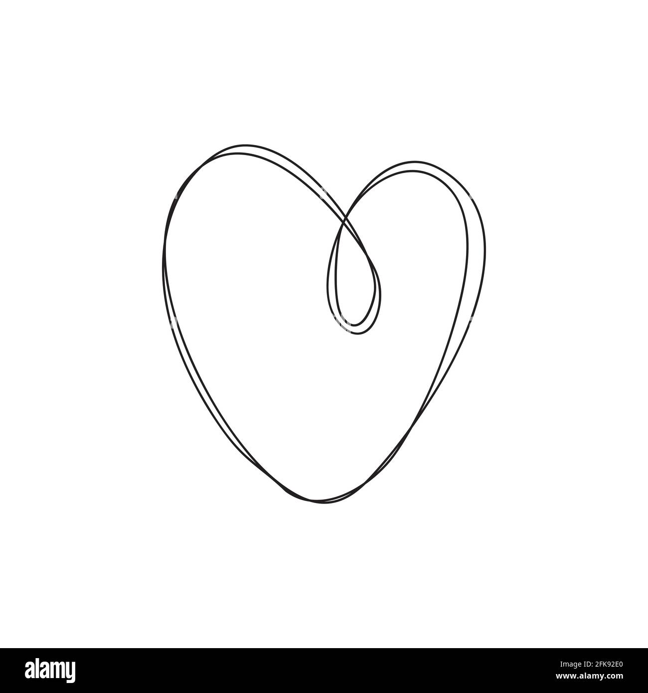 doodle hand drawn heart shaped on white background vector illustration ...