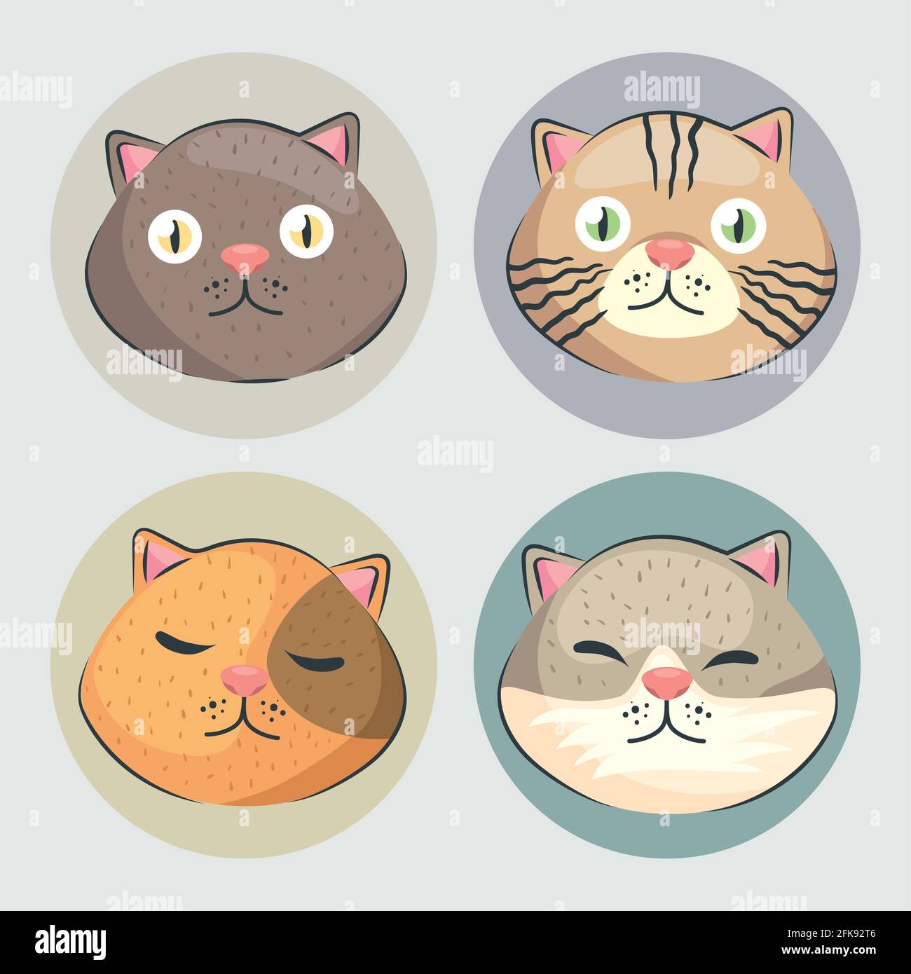 four heads cats Stock Vector Image & Art - Alamy