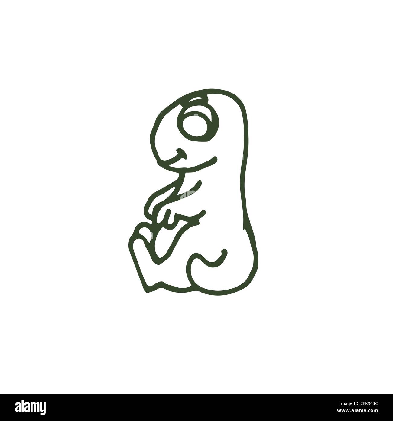 Cheerful funny dinosaur. Dino illustration. Cartoon sketch style. Hand ...