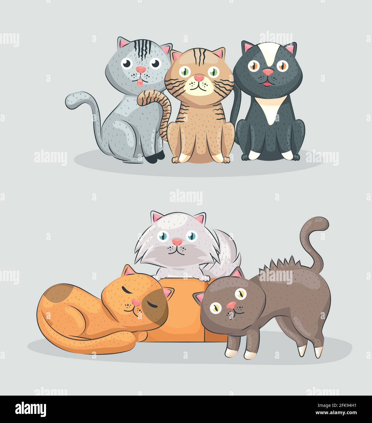 cute cats group Stock Vector Image & Art - Alamy