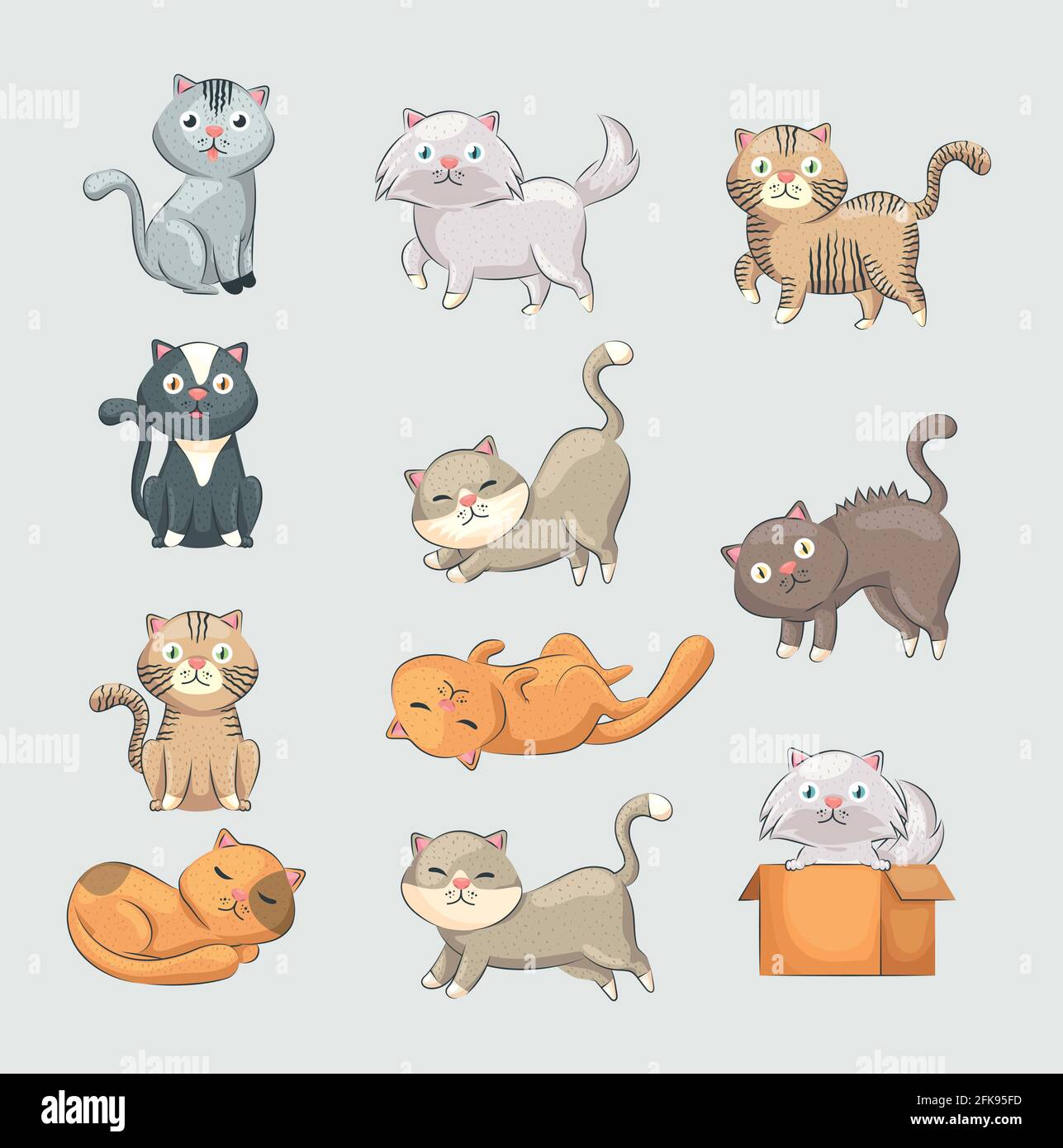 eleven cute cats Stock Vector Image & Art - Alamy