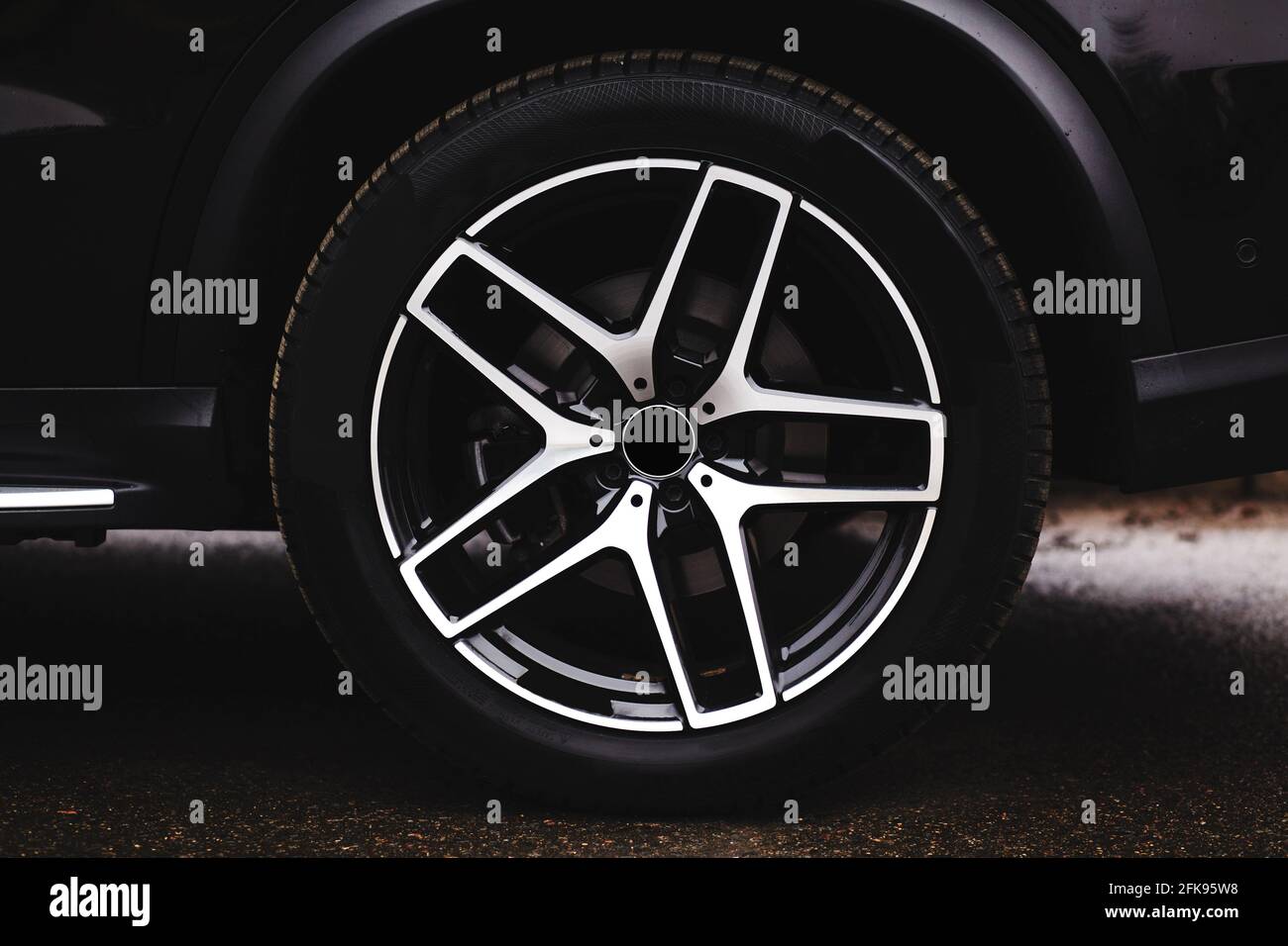 wheels with a metal disc of an off-road car Stock Photo - Alamy