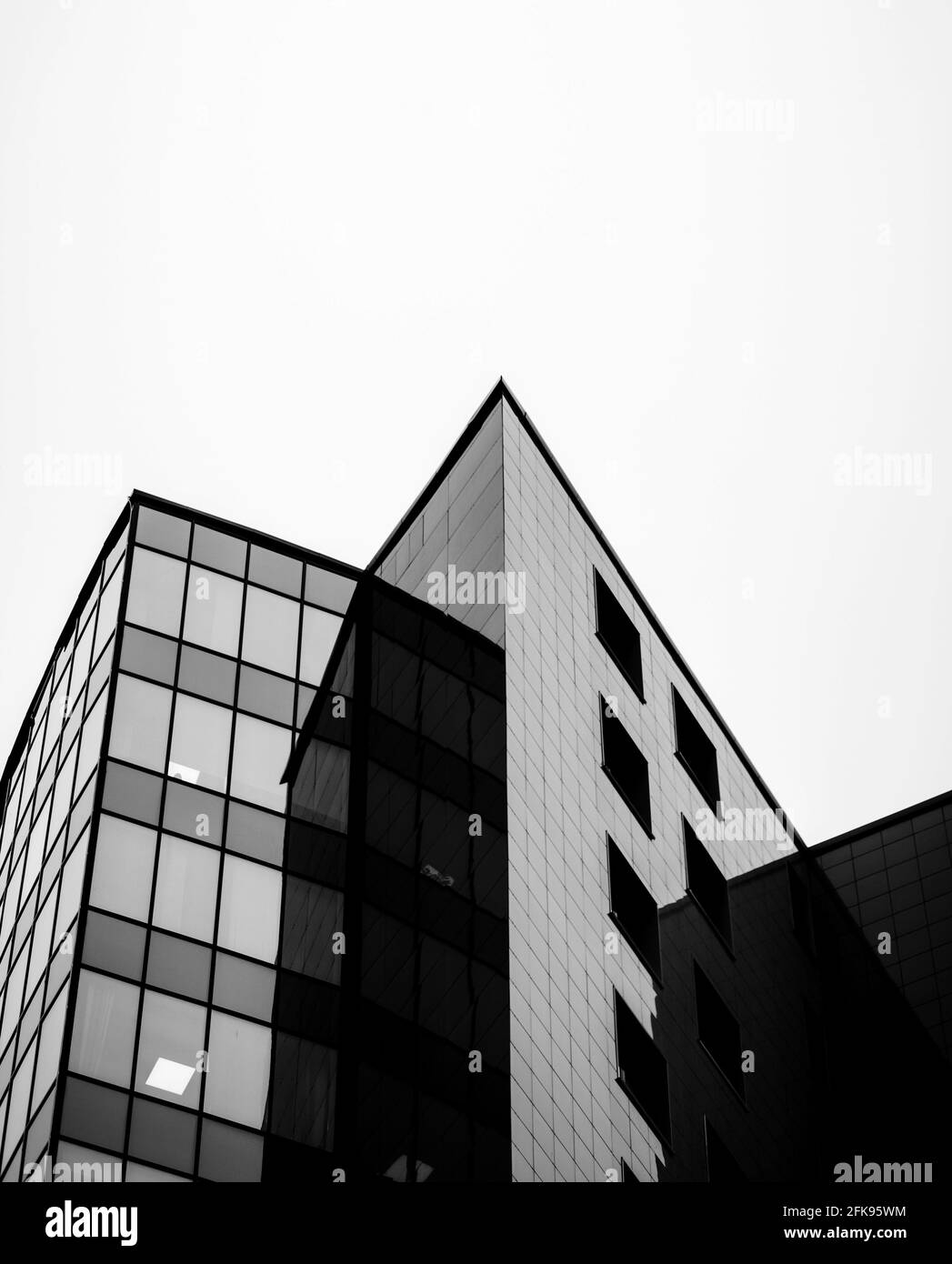 Perspective and underside angle view to textured background of modern ...