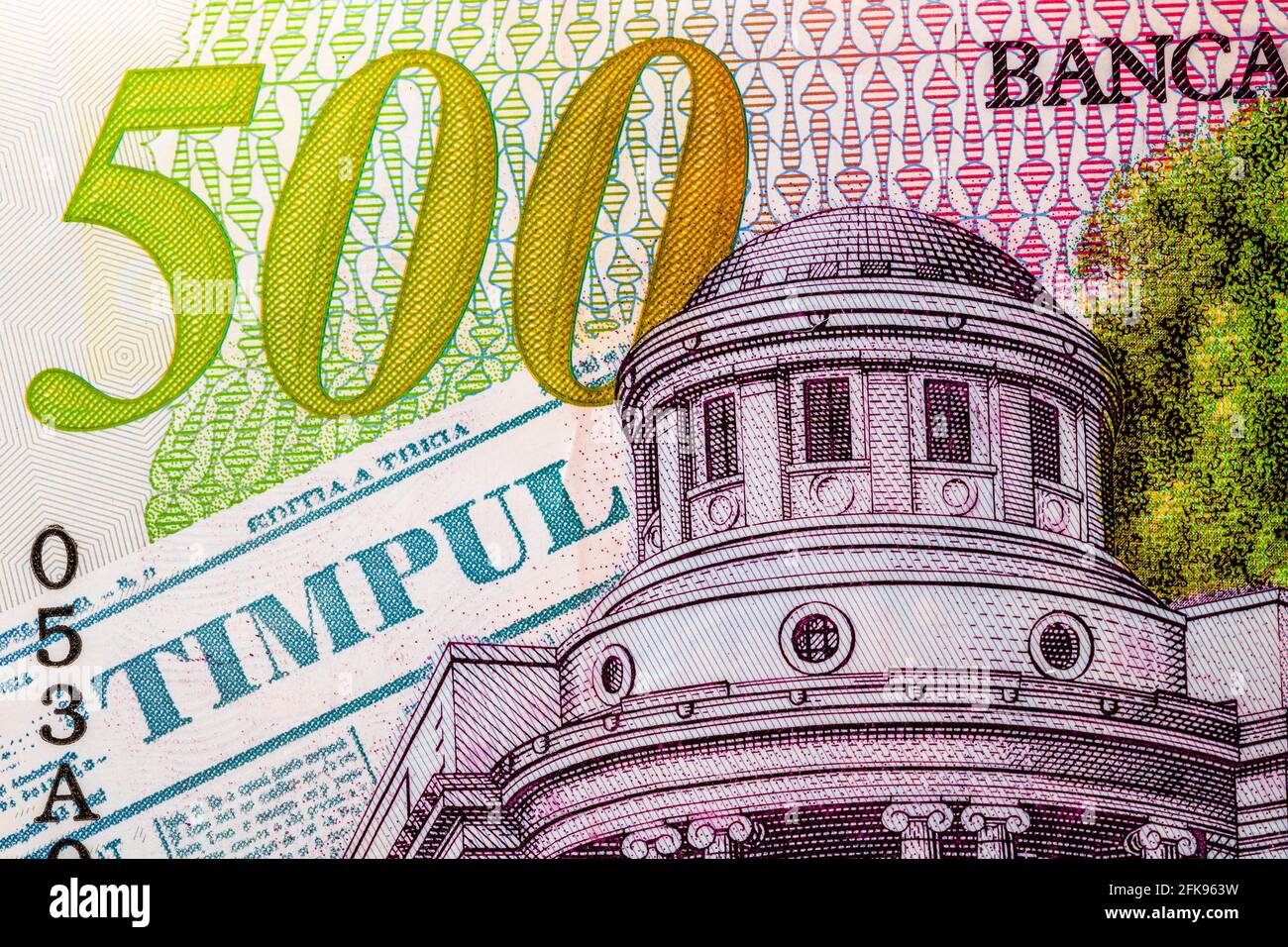 Selective focus on detail of LEI banknotes. Close up macro detail of ...