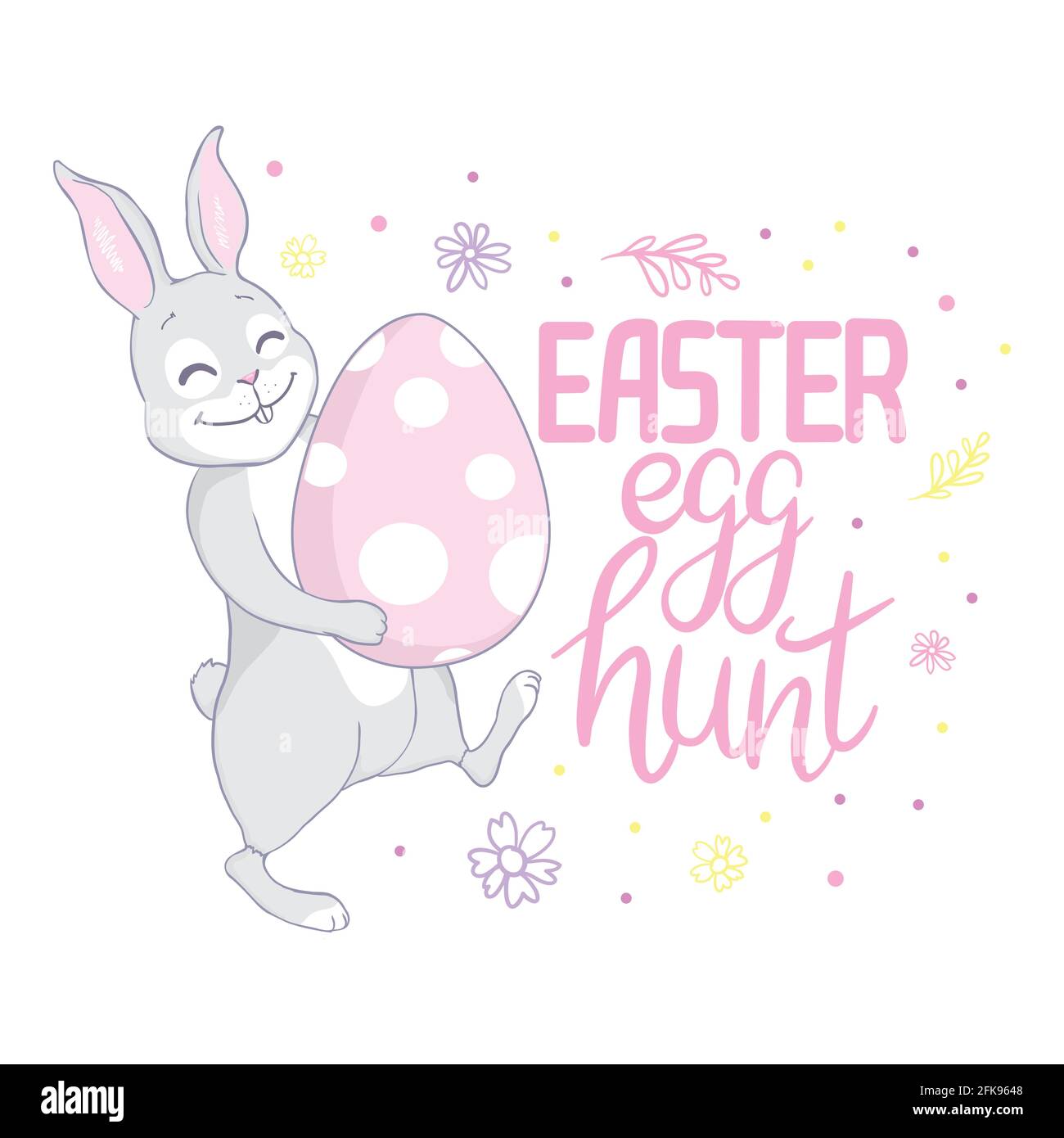 Easter bunny with a handwritten headline "Happy Easter". Vector ...