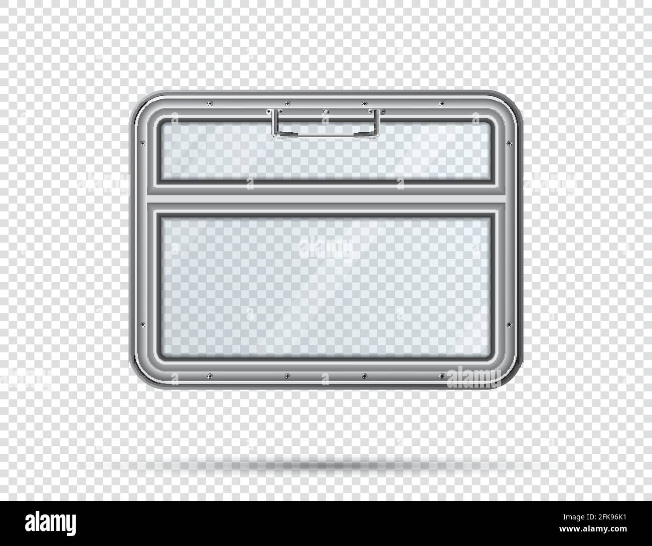 Train Window with Handle Isolated on Checkered Background. Realistic ...