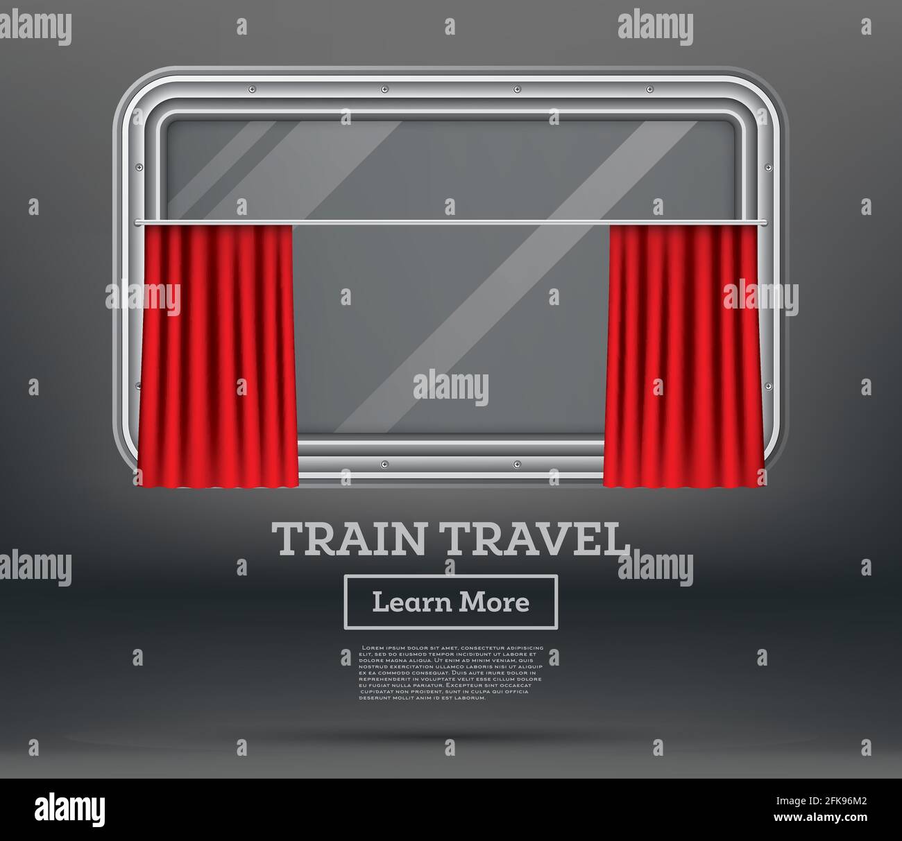 Train Window with Red Curtain. Train Travel. Vector Illustration Stock ...
