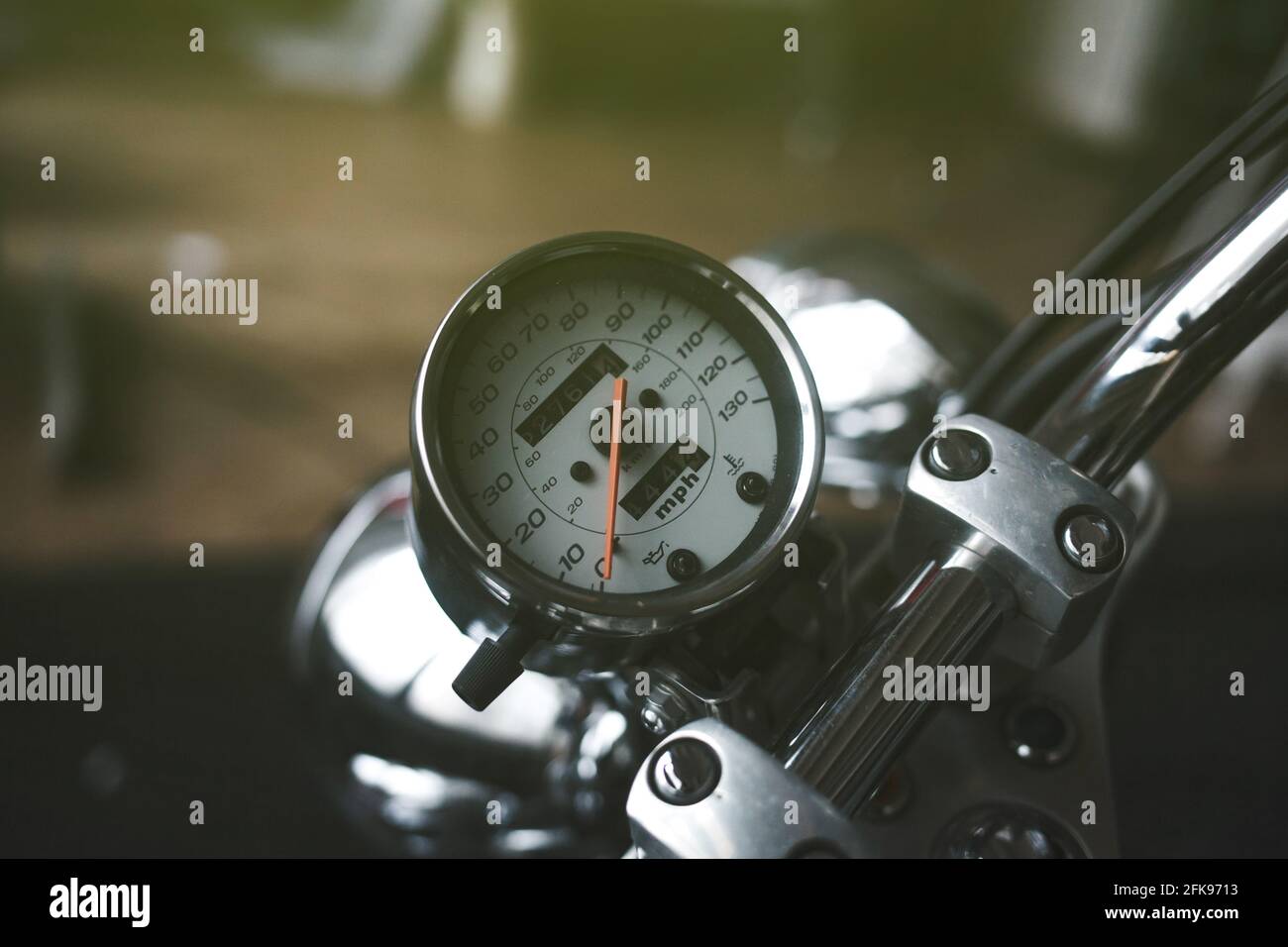 vintage motorcycle detail-chrome speedometer with numbers Stock Photo ...