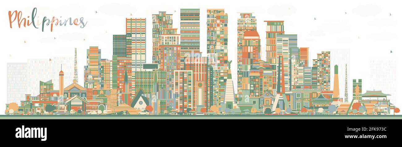 Philippines City Skyline with Color Buildings. Vector Illustration ...