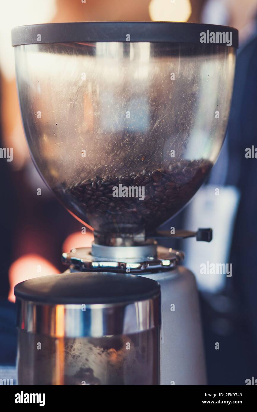 coffee beans in the coffee machine Stock Photo - Alamy