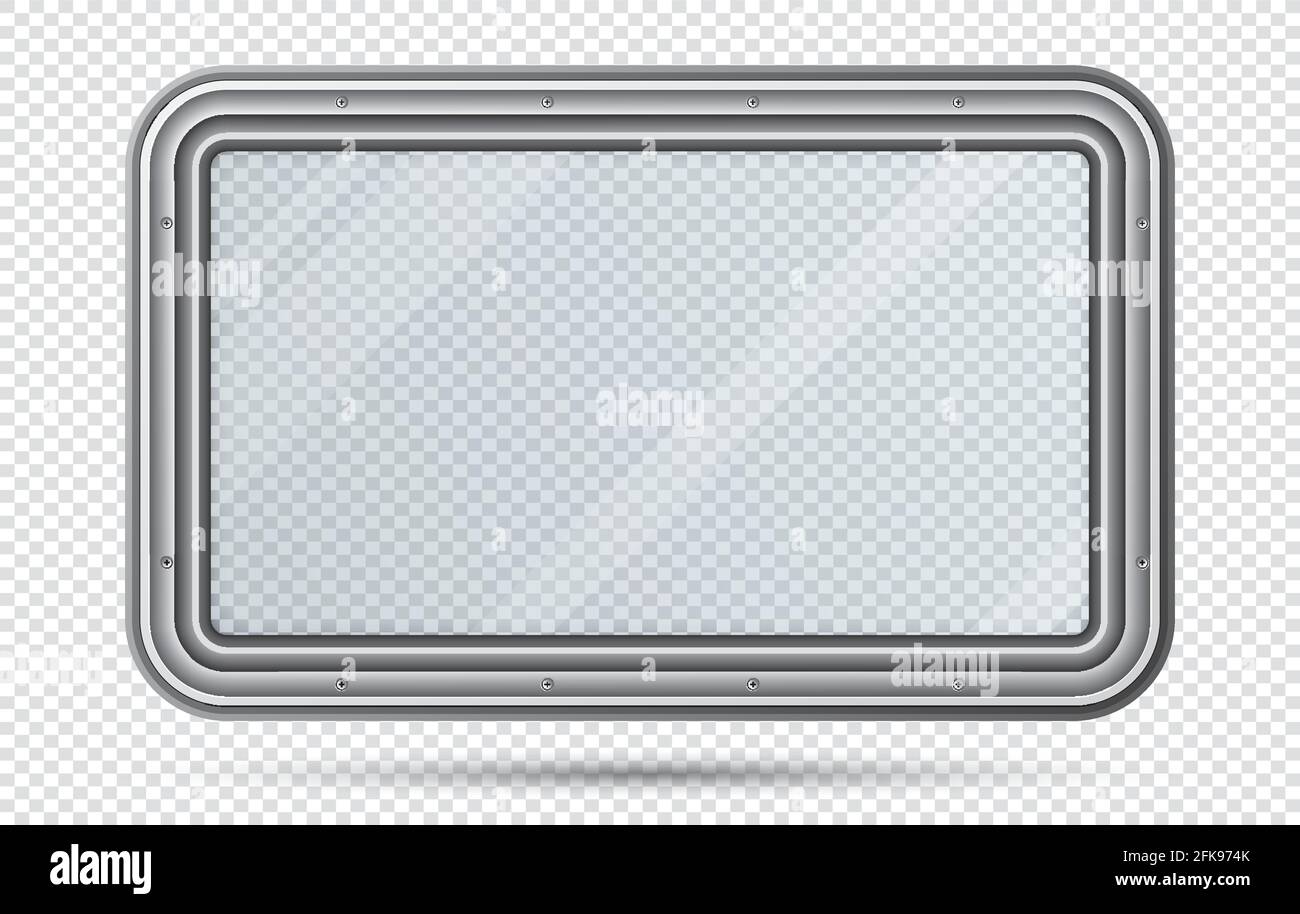 Train Window with Glass Isolated on Checkered Background. Realistic ...