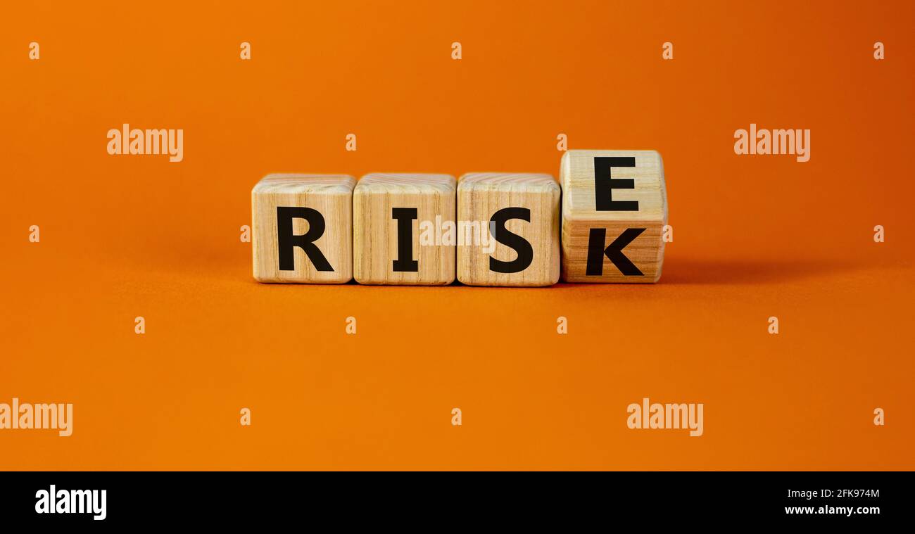 Risk vs rise symbol. Turned a wooden cube and changed the word risk to ...