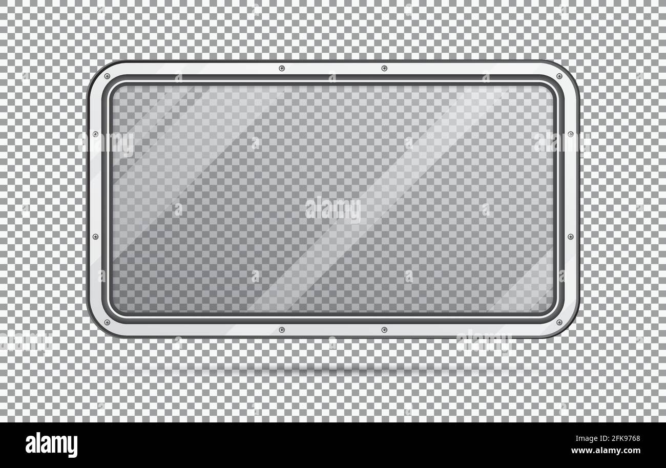 Train Window Isolated on Checkered Background. Realistic View From ...