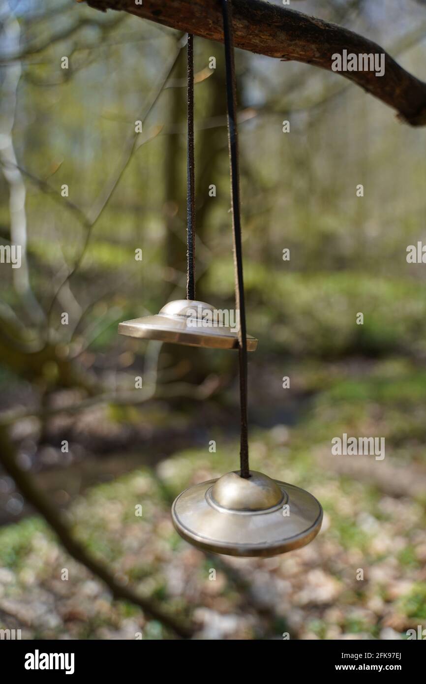 Cymbals close up for sound healing therapy Stock Photo - Alamy