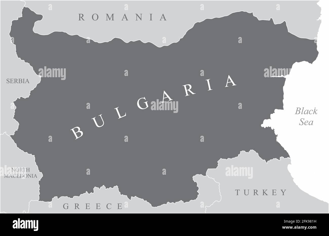 The Bulgaria map and the surrounding countries with labels Stock Vector ...