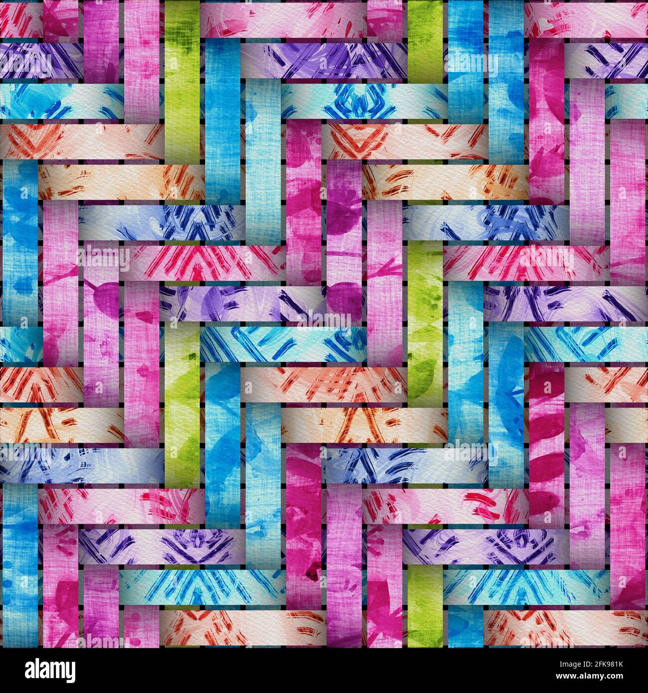 Seamless weave strip colorful ribbon pattern print Stock Photo - Alamy