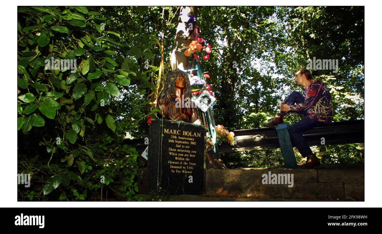 A bronze bust of Marc Bolan unveiled today by his son Rowland Bowlan ...