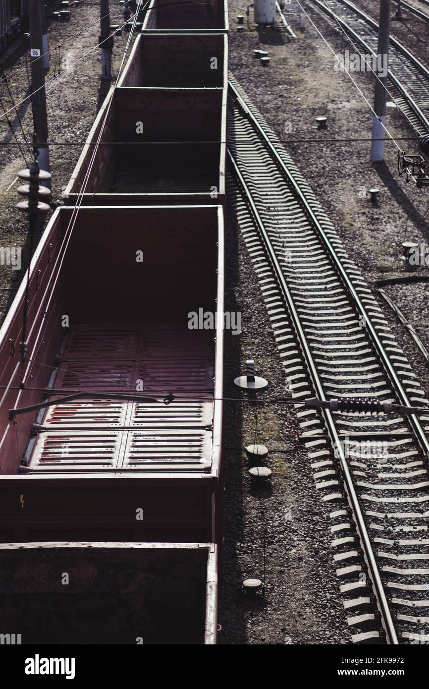 Empty freight train. view from top Stock Photo - Alamy