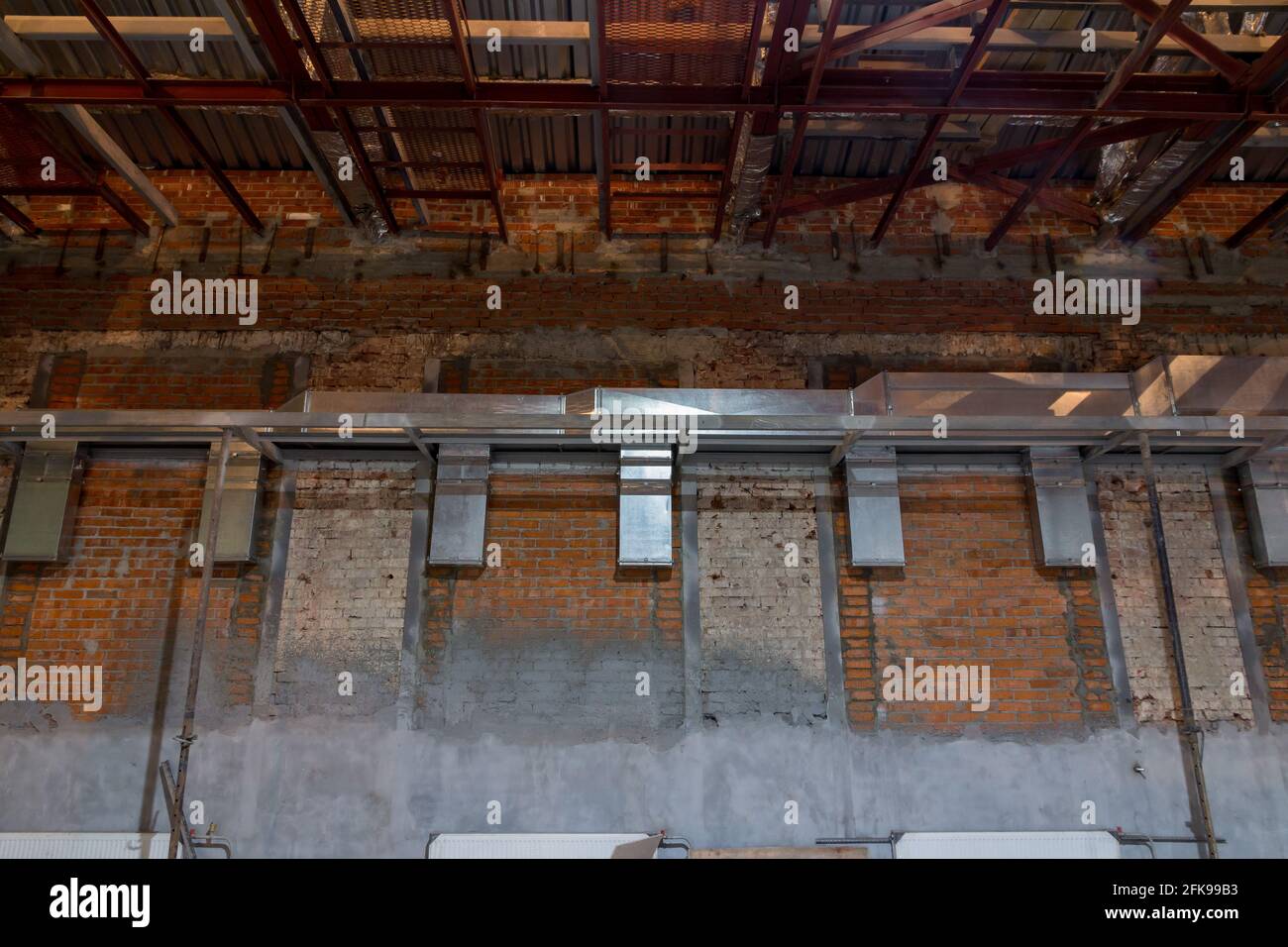 Ventilation System. Installation of ventilation ducts during the ...