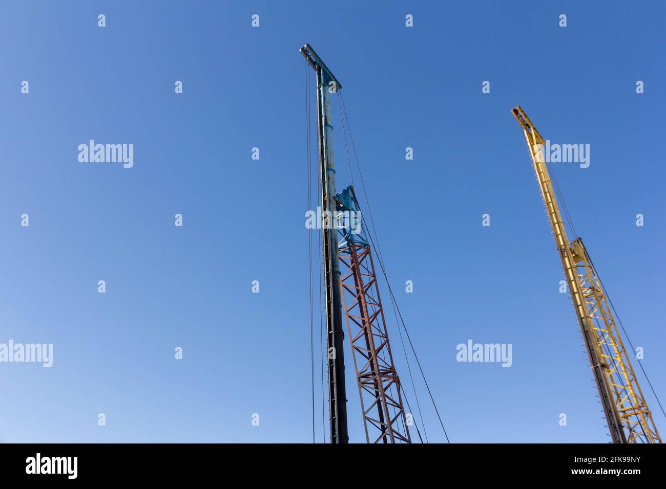 Hammer from a piling machine. Pile driving machine. Pile driving ...