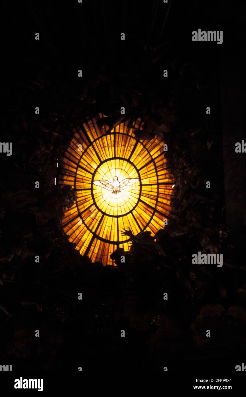 The alabaster window with the Dove & the Altar of the Chair of St Peter ...