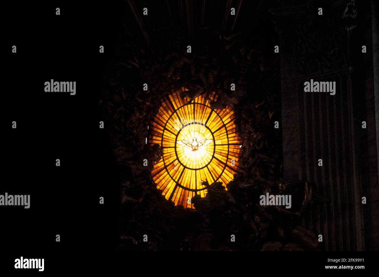 The alabaster window with the Dove & the Altar of the Chair of St Peter ...
