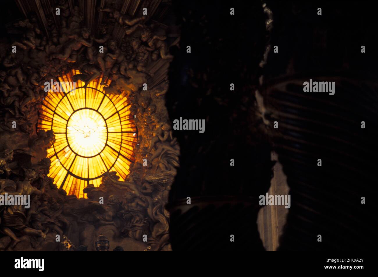 The alabaster window with the Dove & the Altar of the Chair of St Peter ...