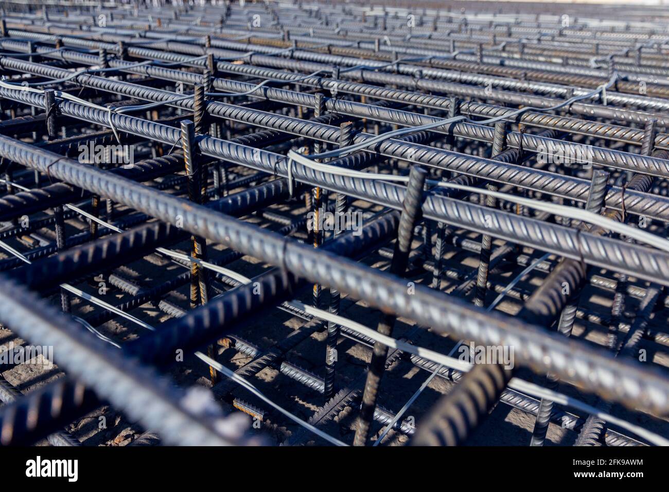 Construction rebar steel work reinforcement. Reinforcements steel bars ...