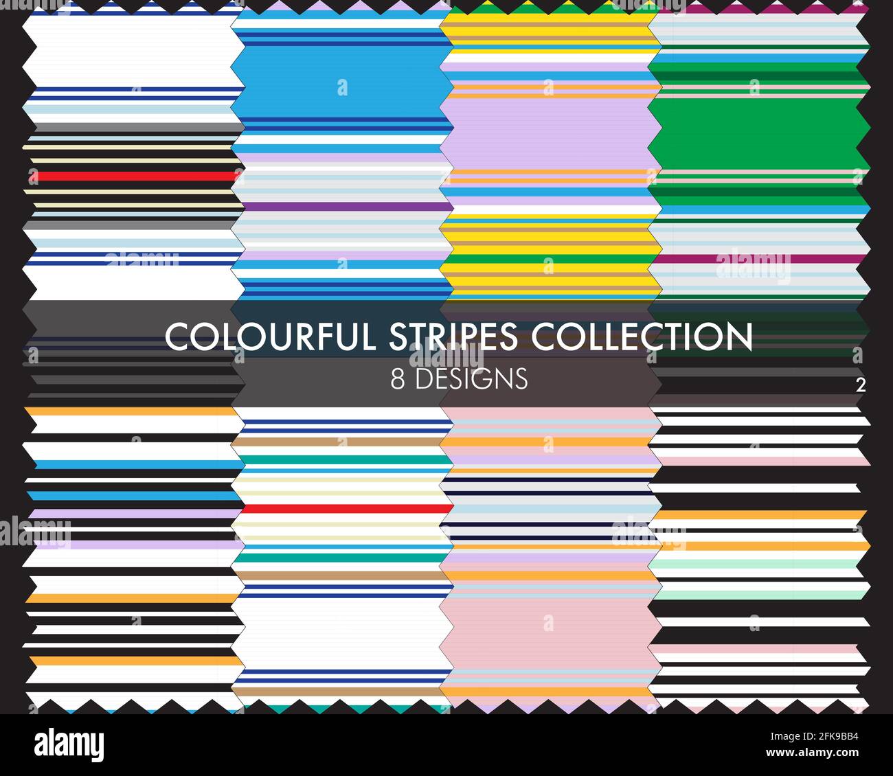 Colourful striped seamless pattern collection includes 8 design ...
