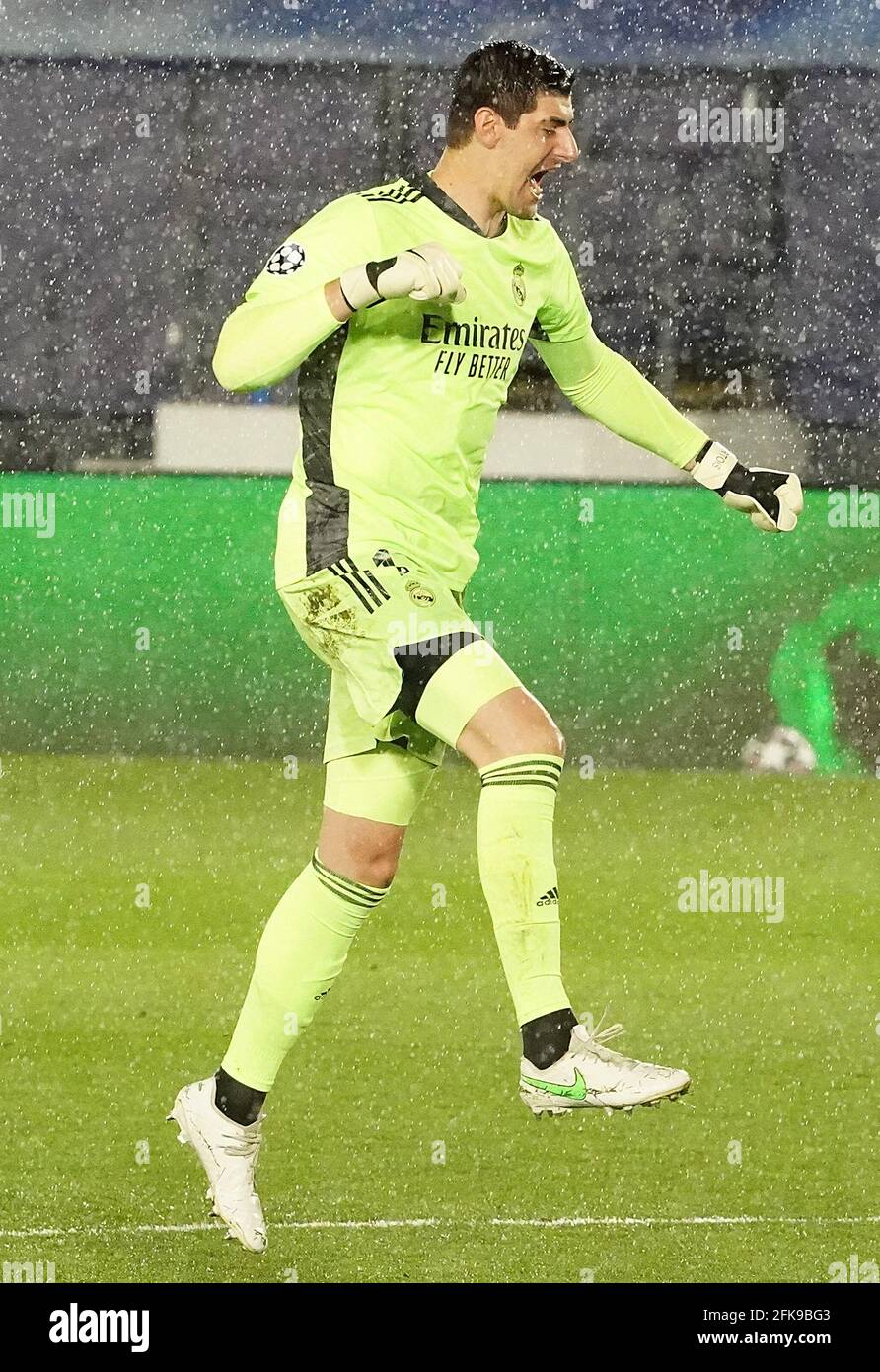 Real Madrid's Thibaut Courtois celebrates goal during UEFA Champions ...