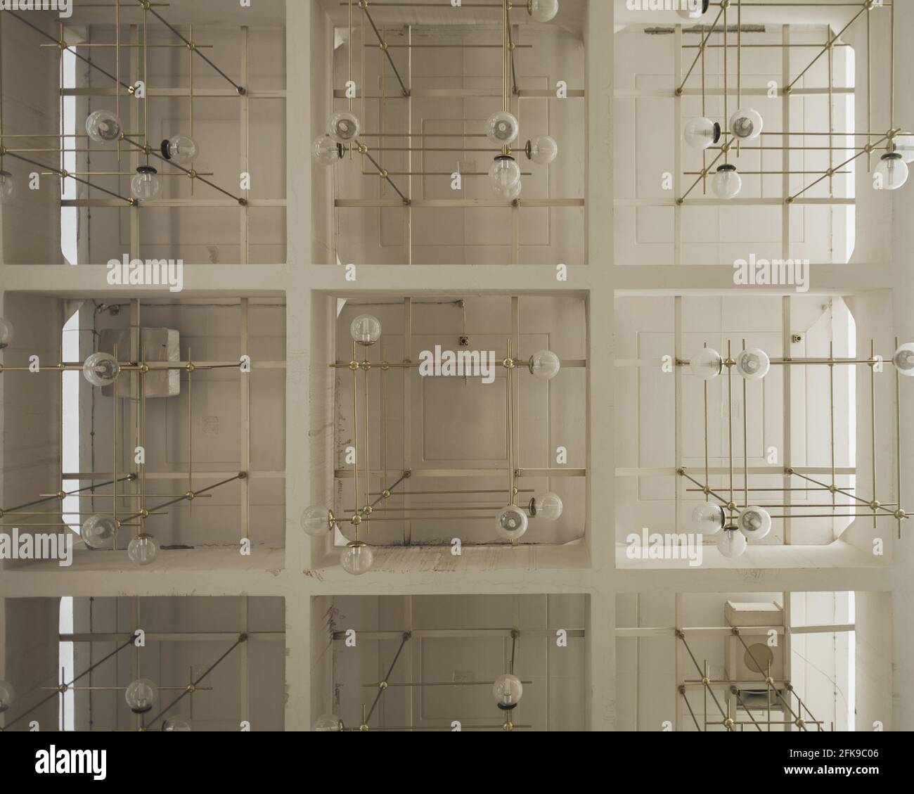 modern roof with lamps inside office center Stock Photo - Alamy