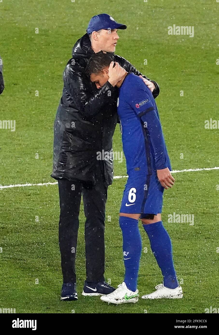 Chelsea FC's coach Thomas Tuchel with Thiago Silva after UEFA Champions ...