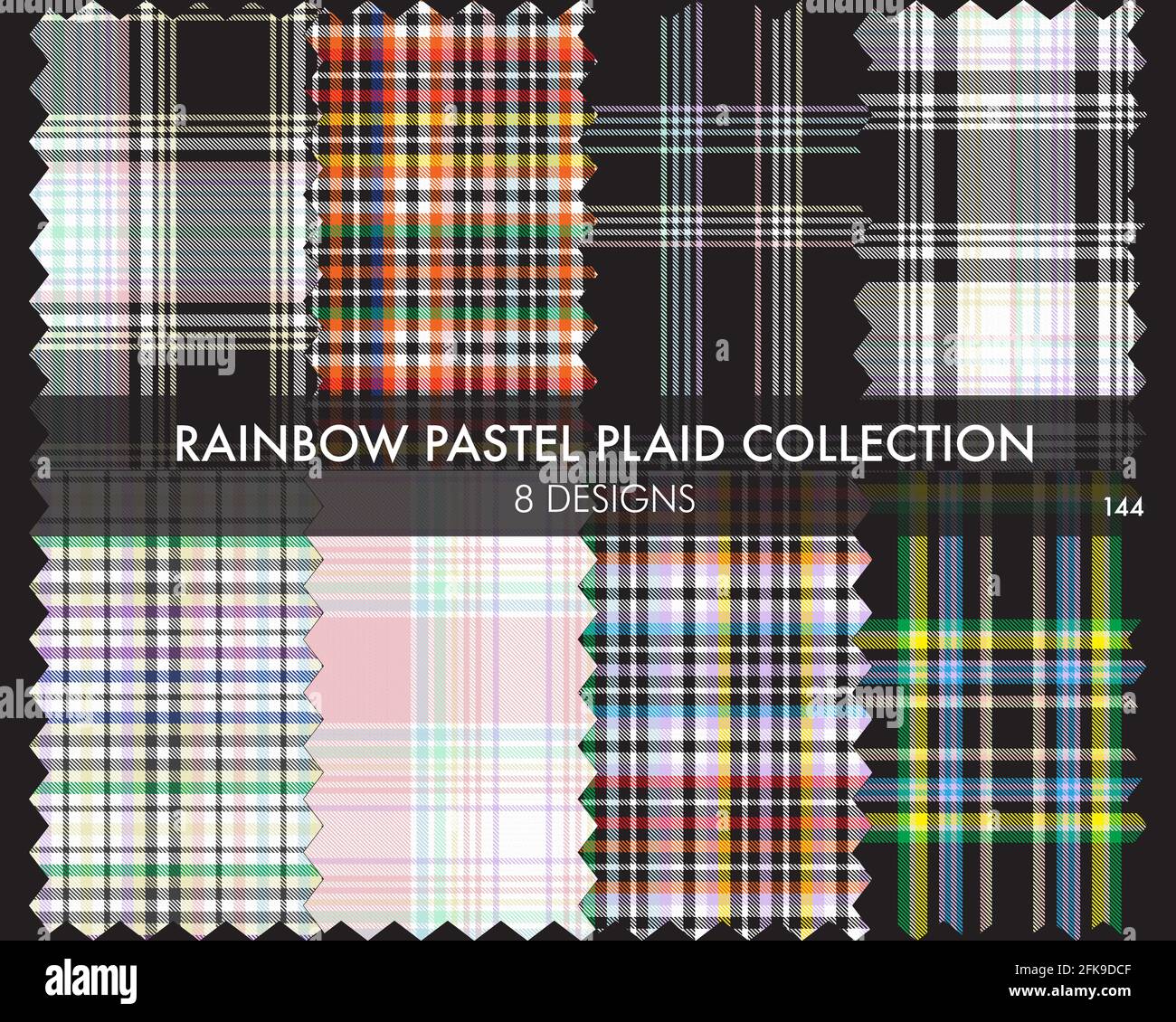 Rainbow Plaid tartan seamless pattern collection includes 8 designs ...