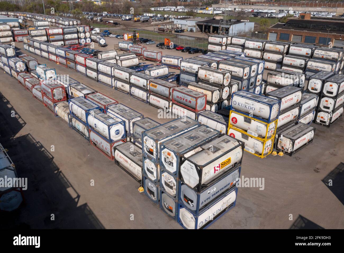 Detroit, Michigan - Tank shipping containers at the Boasso Global ...