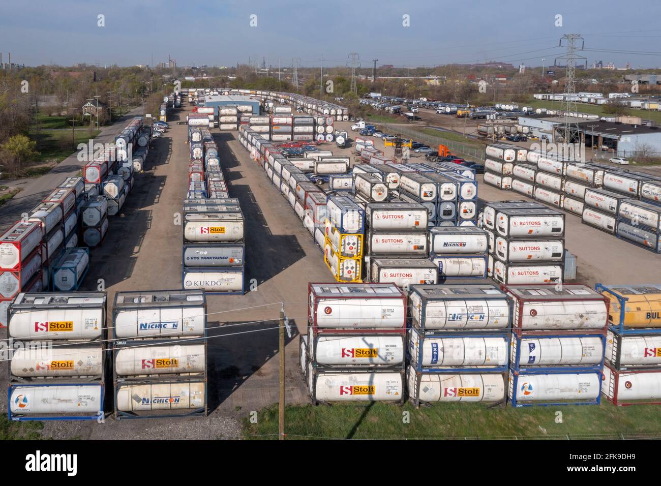 Detroit, Michigan - Tank shipping containers at the Boasso Global ...
