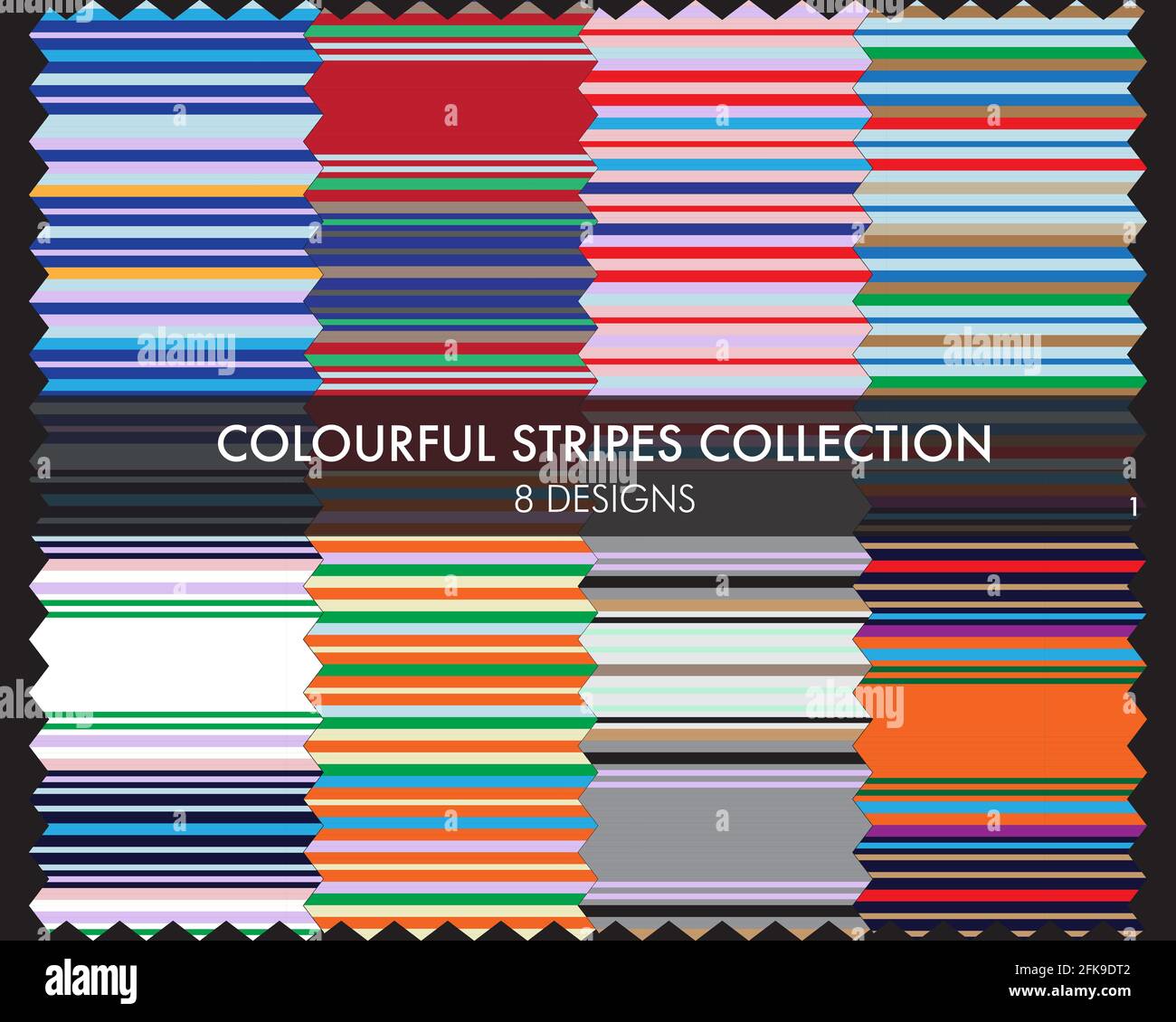 Colourful striped seamless pattern collection includes 8 design ...