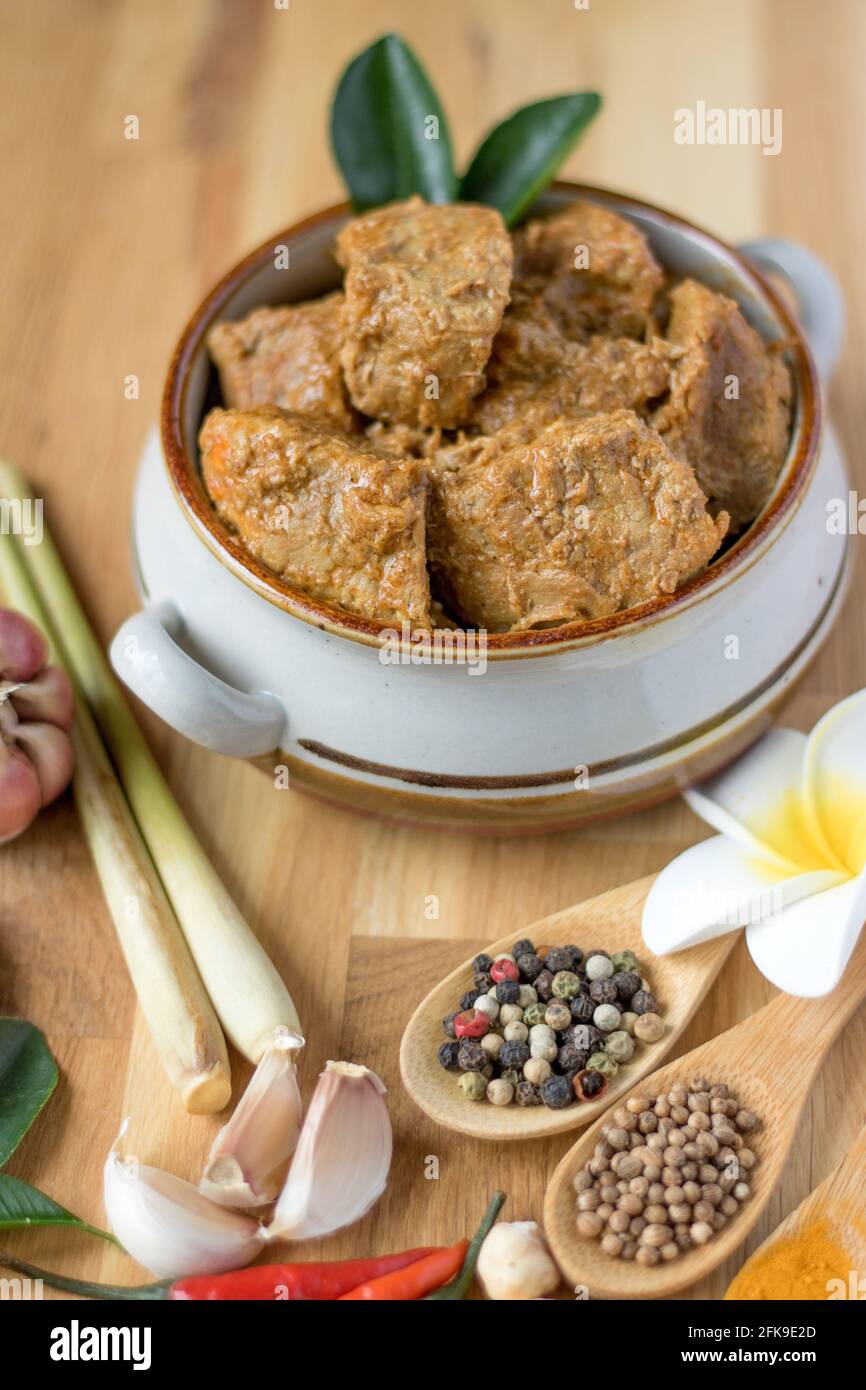 Indonesian Famous Food Beef Rendang Stock Photo - Alamy