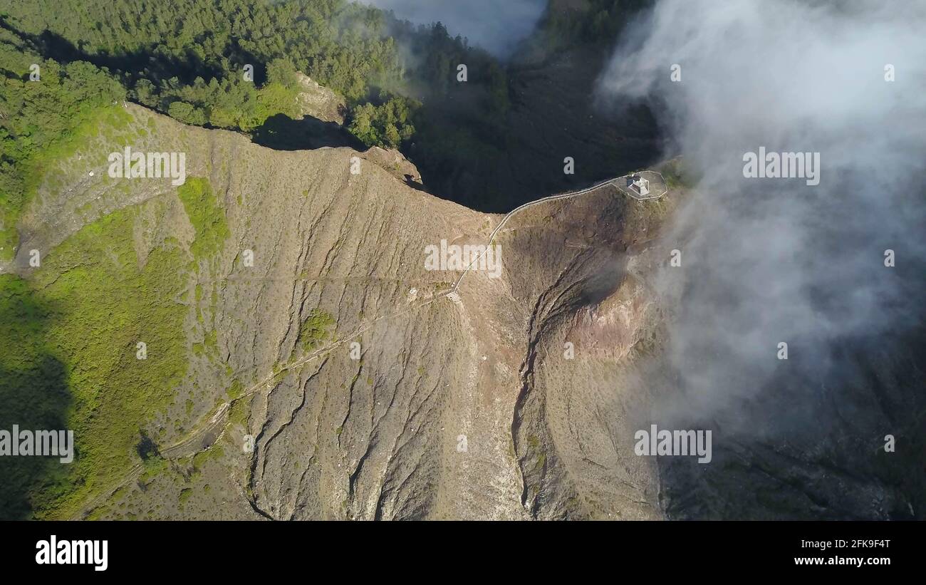 Route to Kelimutu Crater Lake with walkway view, Moni, Flores ...