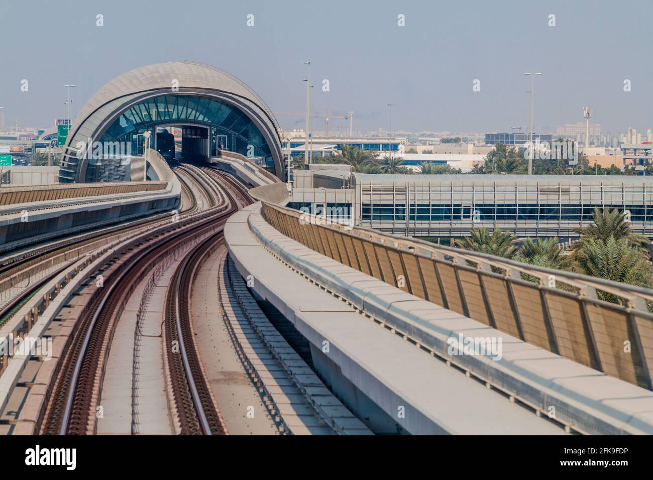 Tracks of elevated stretch of Dubai metro, United Arab Emirates Stock ...