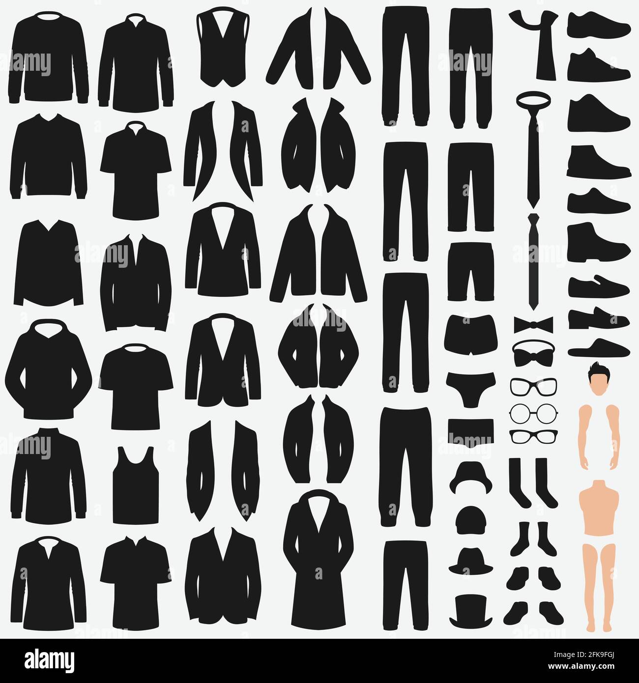 Set of man fashion. Clothes isolated on white. Vector clothing design ...