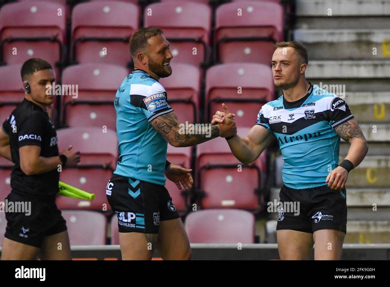 Adam Swift (21) of Hull FC celebrates his try Stock Photo - Alamy